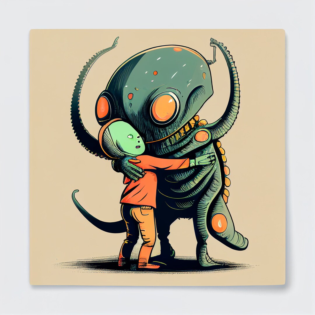 Png Creep Alien Hugging, Cryptid Print, Cool Alien/cryptid Printable ...