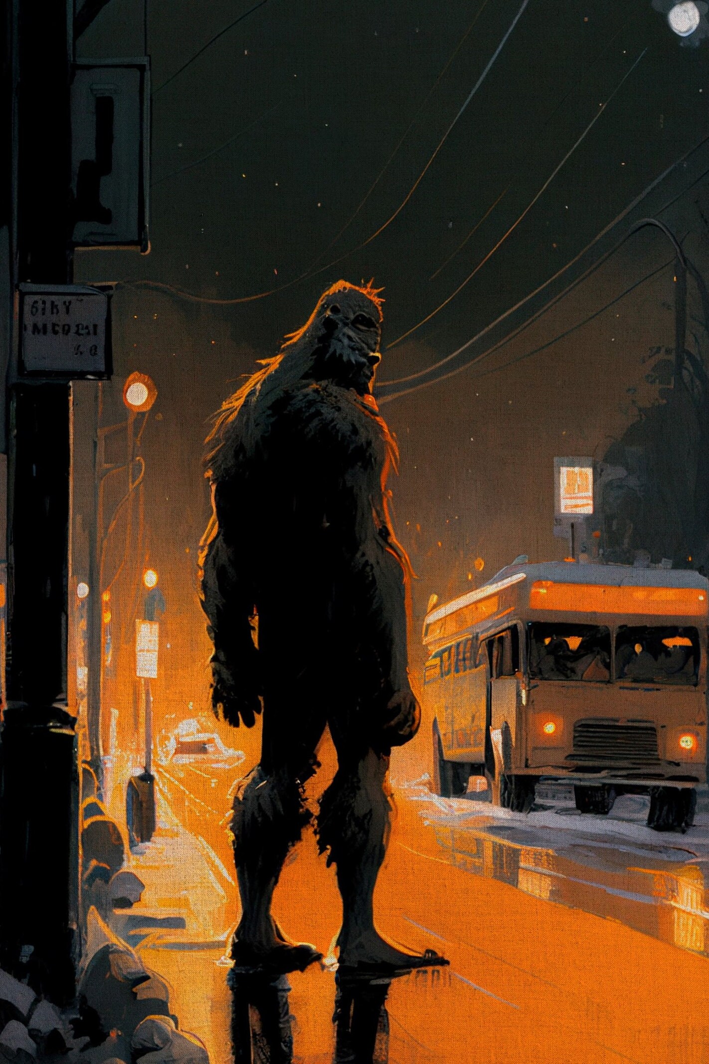 Bigfoot Waits for Bus - Digital Print - Cool Bigfoot/cryptid Printable ...