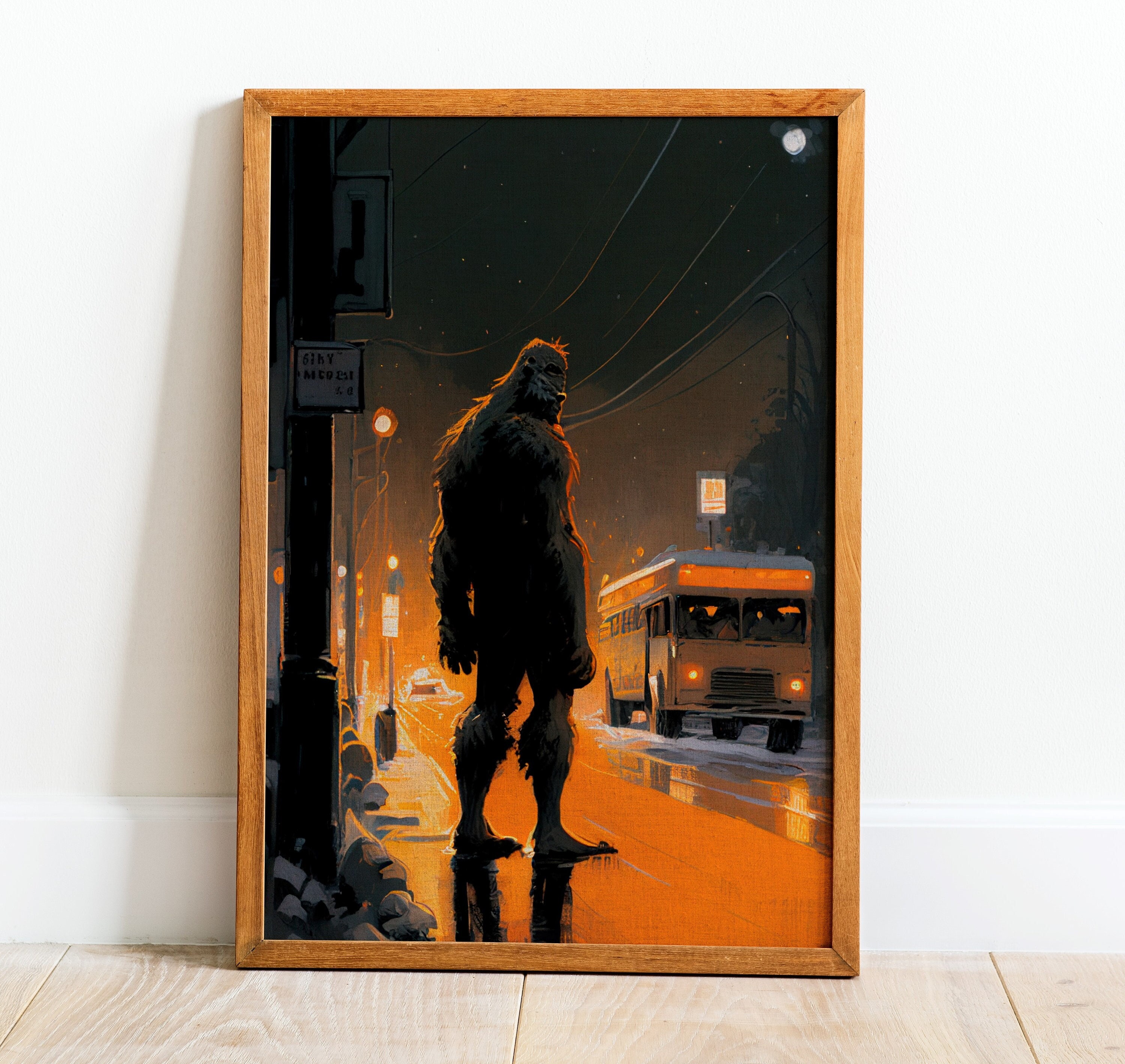 Bigfoot Waits for Bus - Digital Print - Cool Bigfoot/cryptid Printable ...
