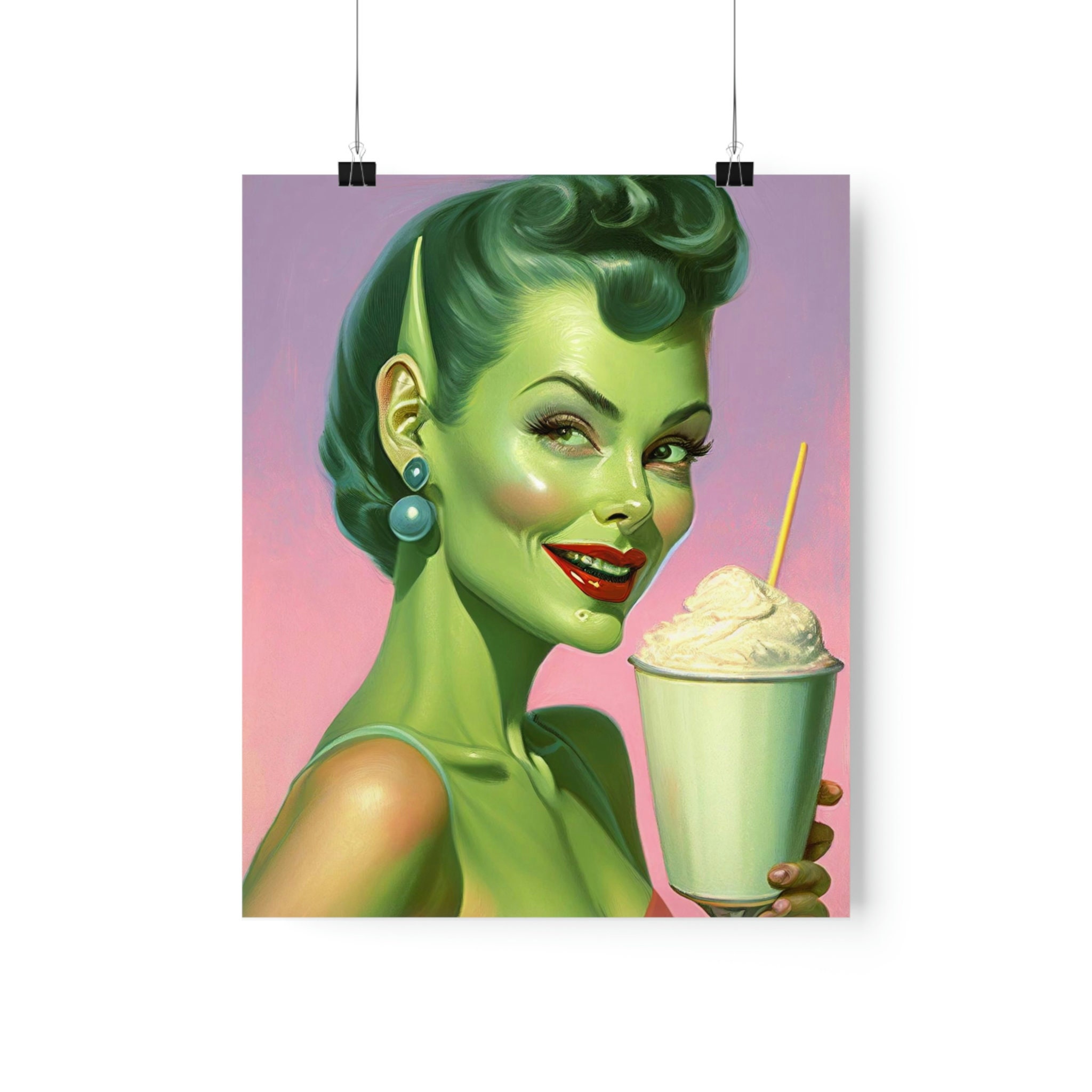 Retro Alien Pin-up Girl, Cool Alien Printable, Custom Wall Art, Digital ...