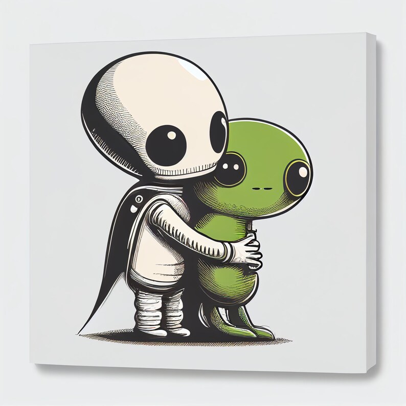 Png Cute Aliens Hug, Cryptid Print, Cute Alien/cryptid Printable ...