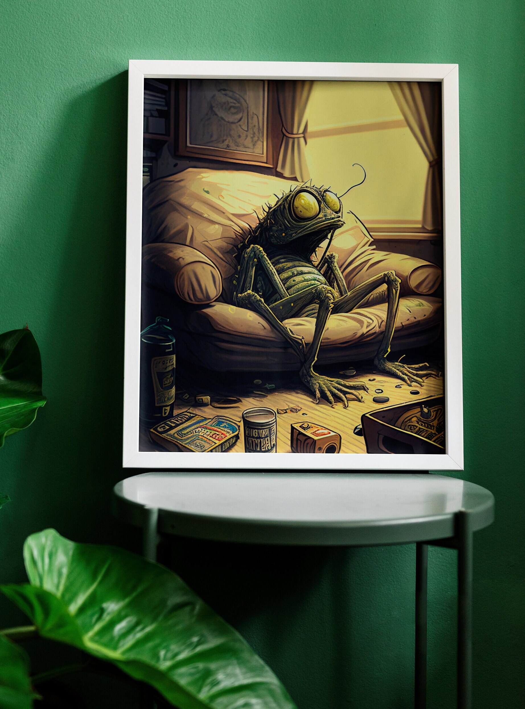 Depressed Alien Sleeps on a Couch - (digital Art - Poster | Mobile ...