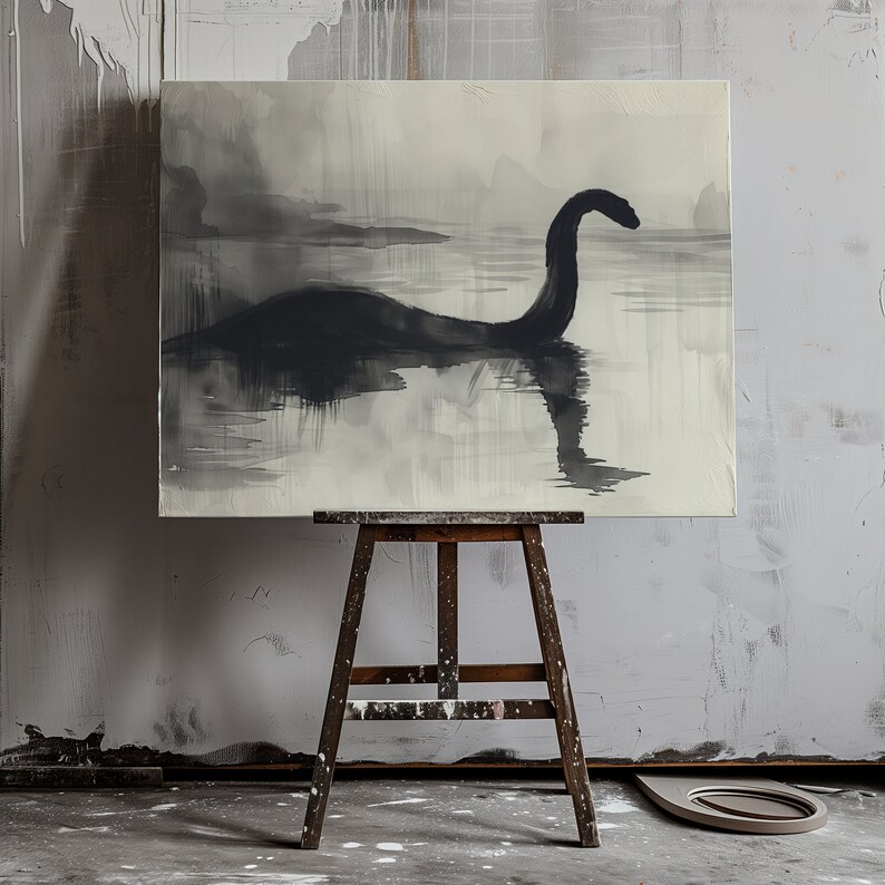 Loch Ness Monster Canvas, Water Color, Sketch Loch Ness Art, Loch Ness Painting, Nesse Art ...