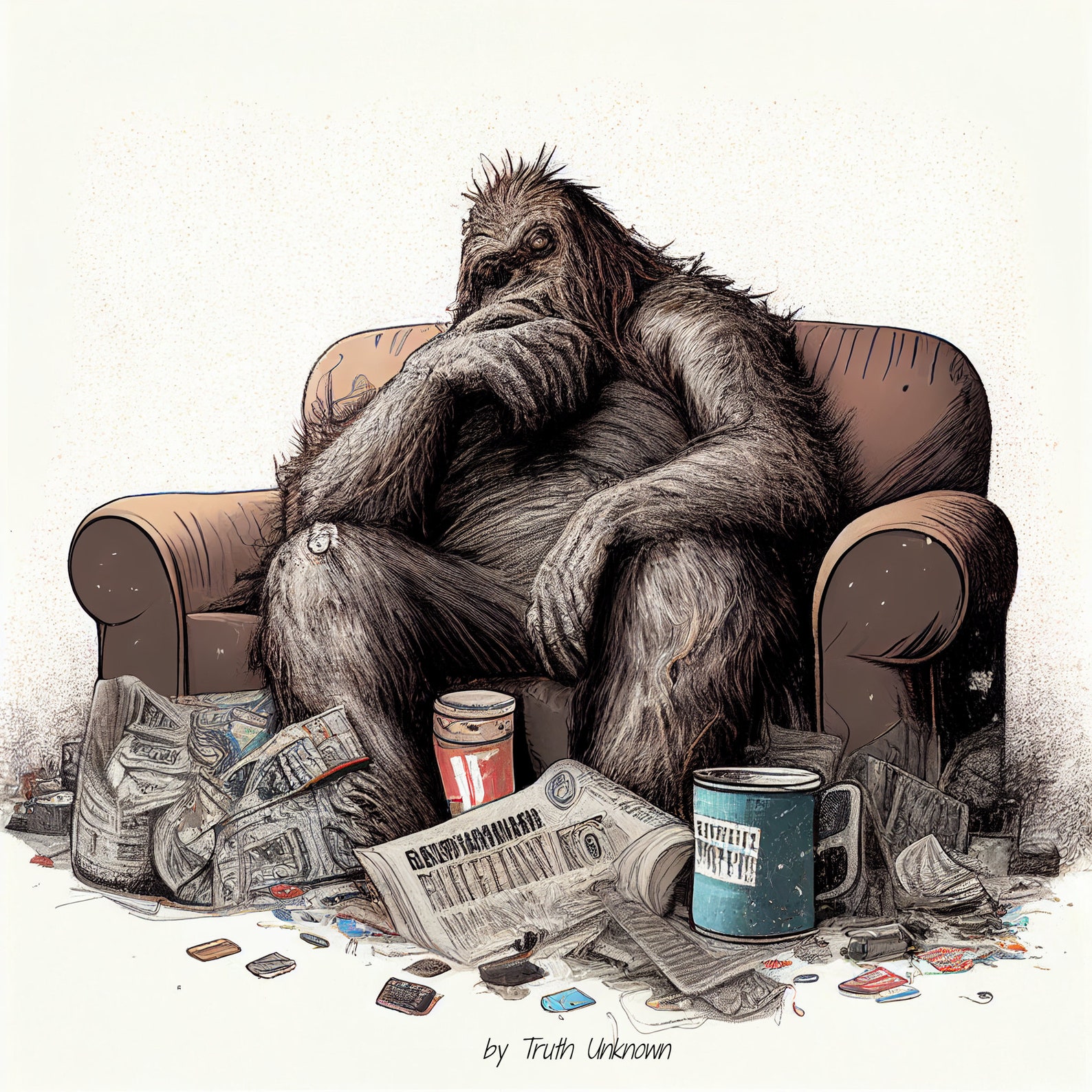 Png Lazy Bigfoot/sasquatch Cryptid on a Couch Print, Cool Bigfoot ...
