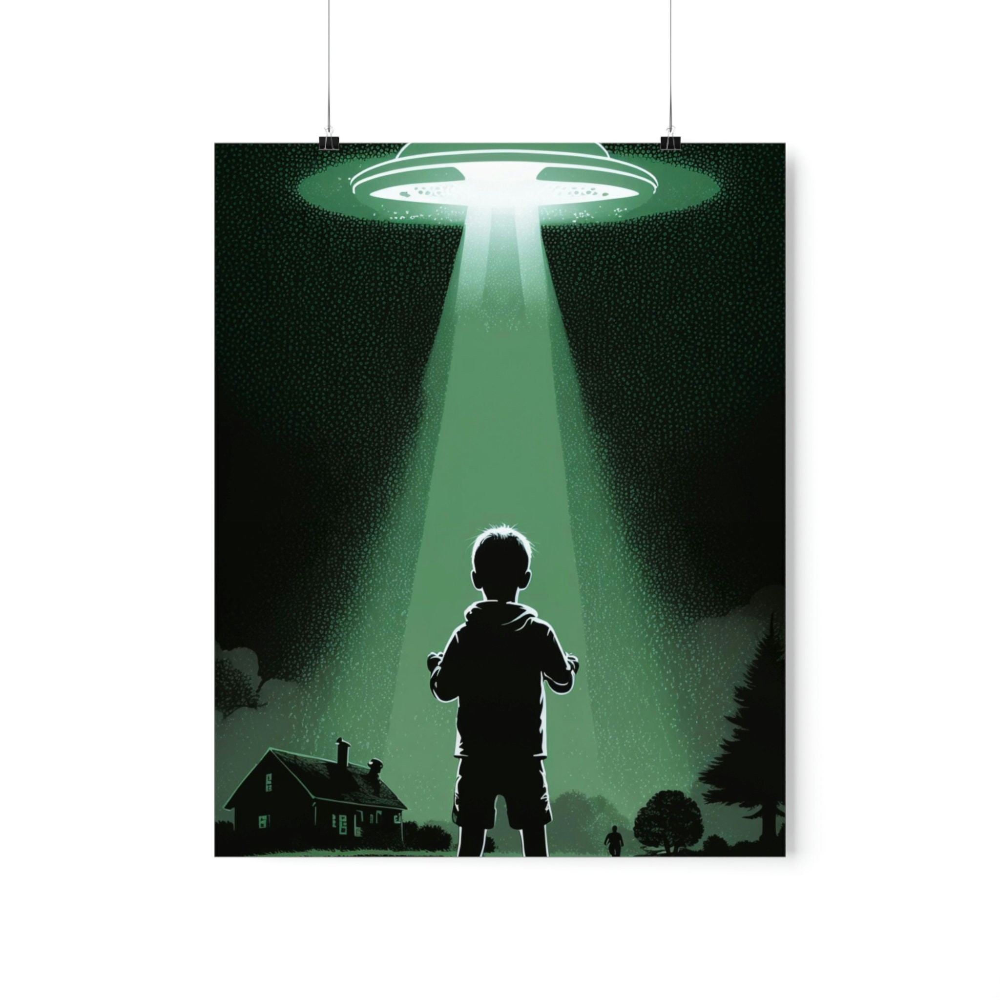 UFO Abduction Poster green Skies, Alien Poster, Wall Décor, UFO Wall ...