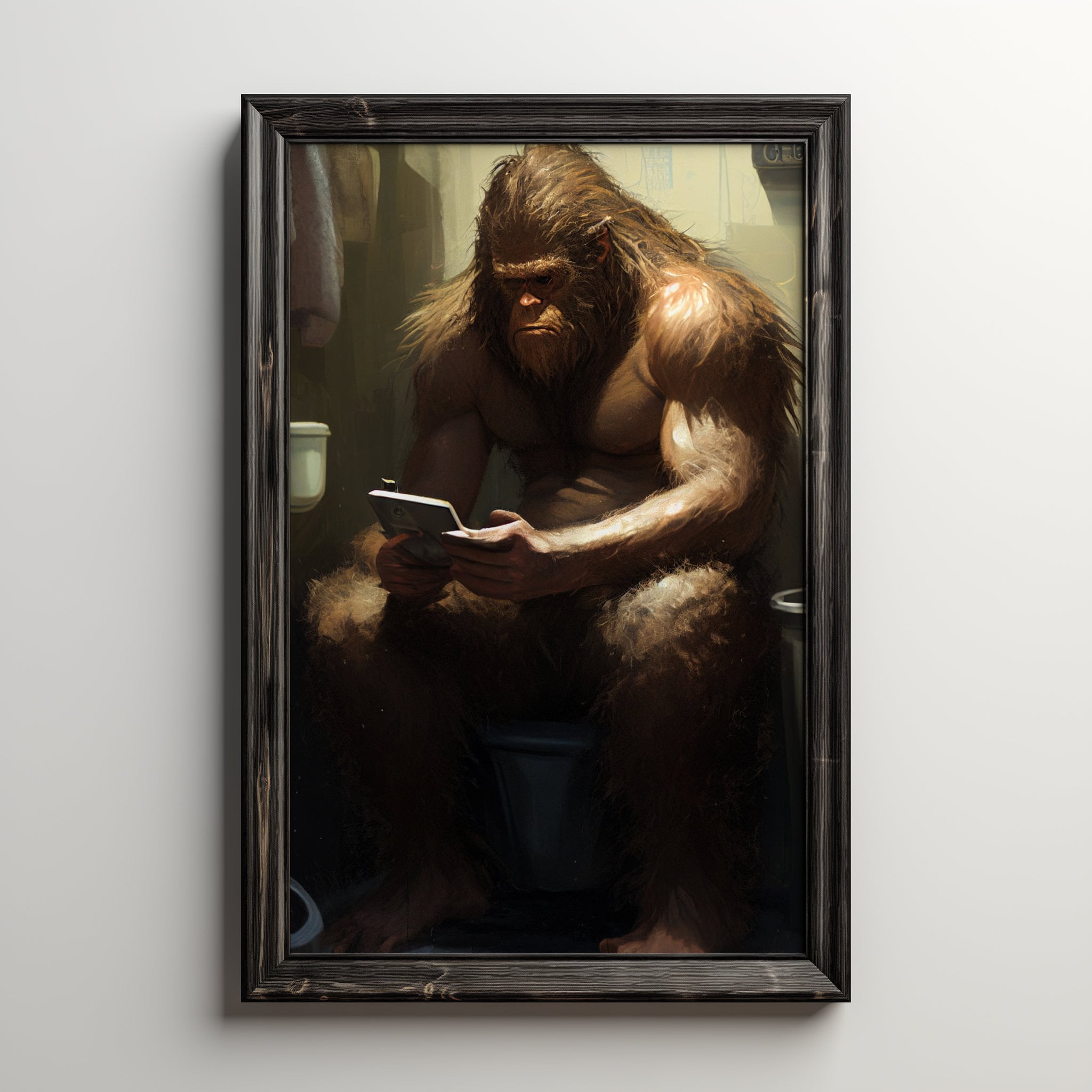 Bigfoot on a Toilet Digital Print Cool Bigfoot/cryptid Printable ...