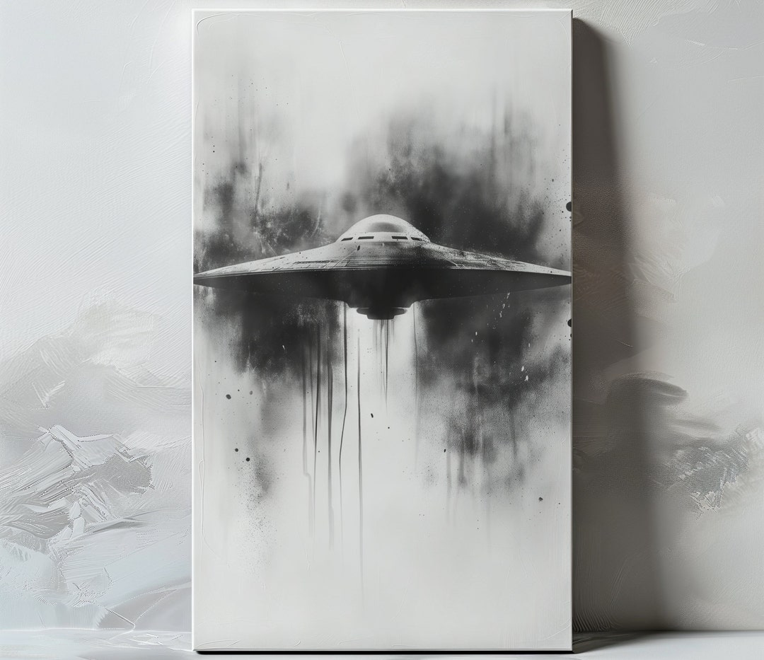 UFO Water Color / Sketch Style Canvas - UFO Painting, Ufo Canvas, Ufo ...