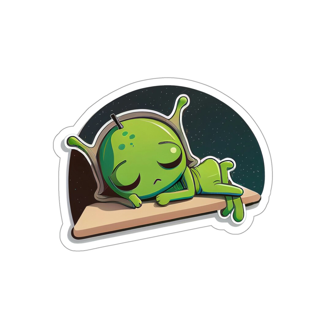 Cute Sleepy Alien Sticker Vinyl Sticker Laptop Sticker, Skateboard ...