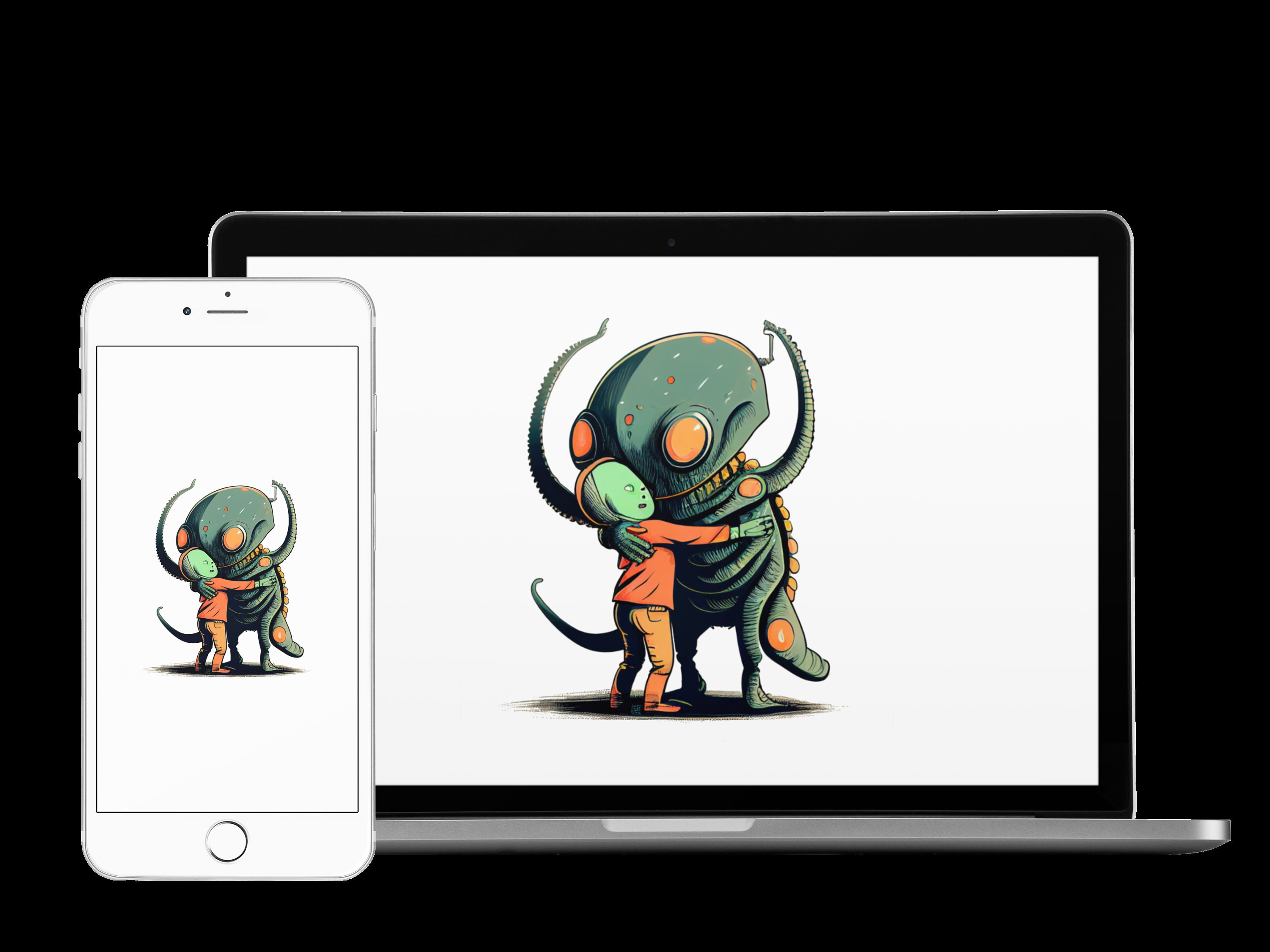 Png Creep Alien Hugging, Cryptid Print, Cool Alien/cryptid Printable ...