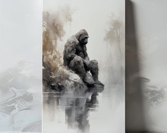 Cowboy Shaking Hands With Bigfoot Poster, Vintage Cryptid Wall Art ...