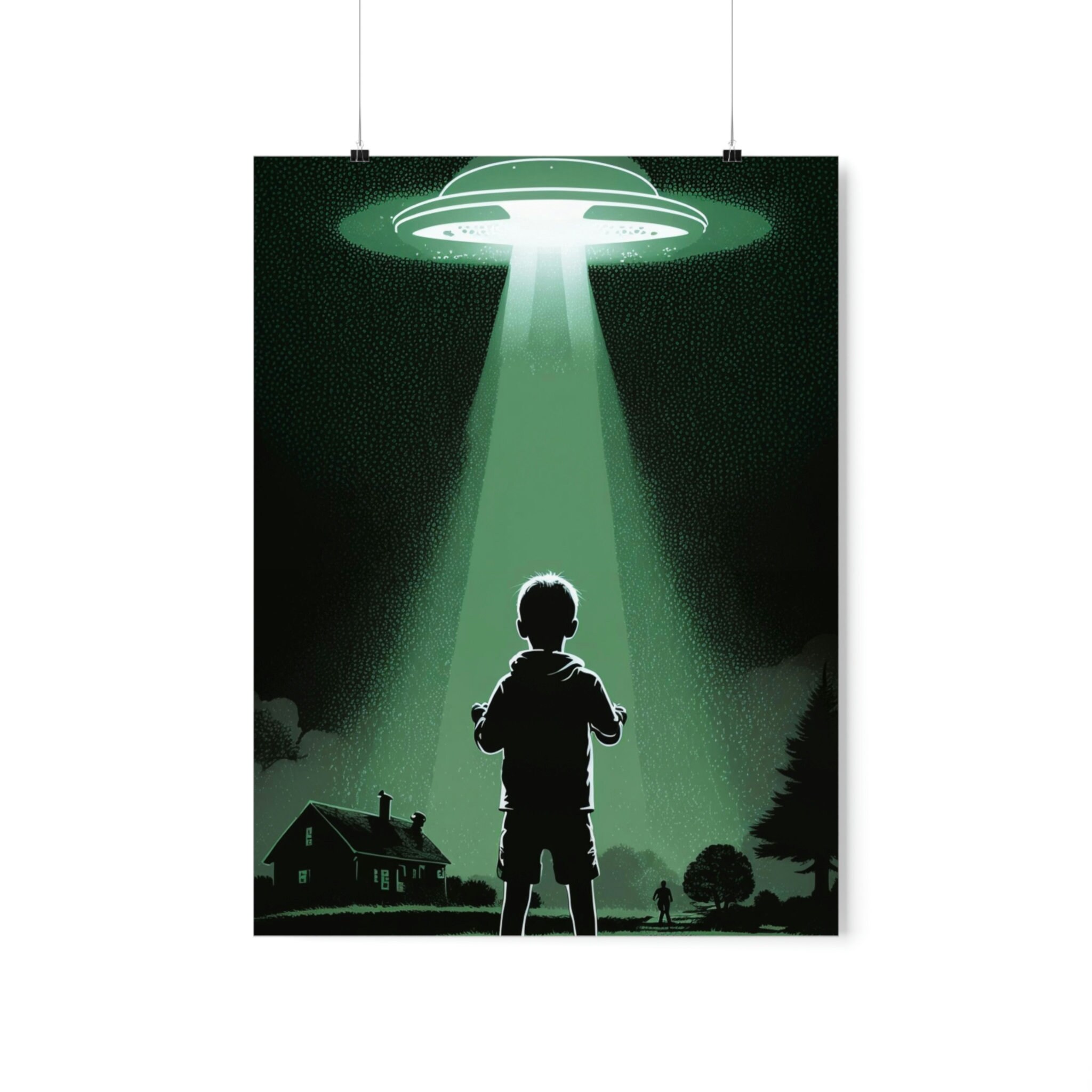 UFO Abduction Poster green Skies, Alien Poster, Wall Décor, UFO Wall ...