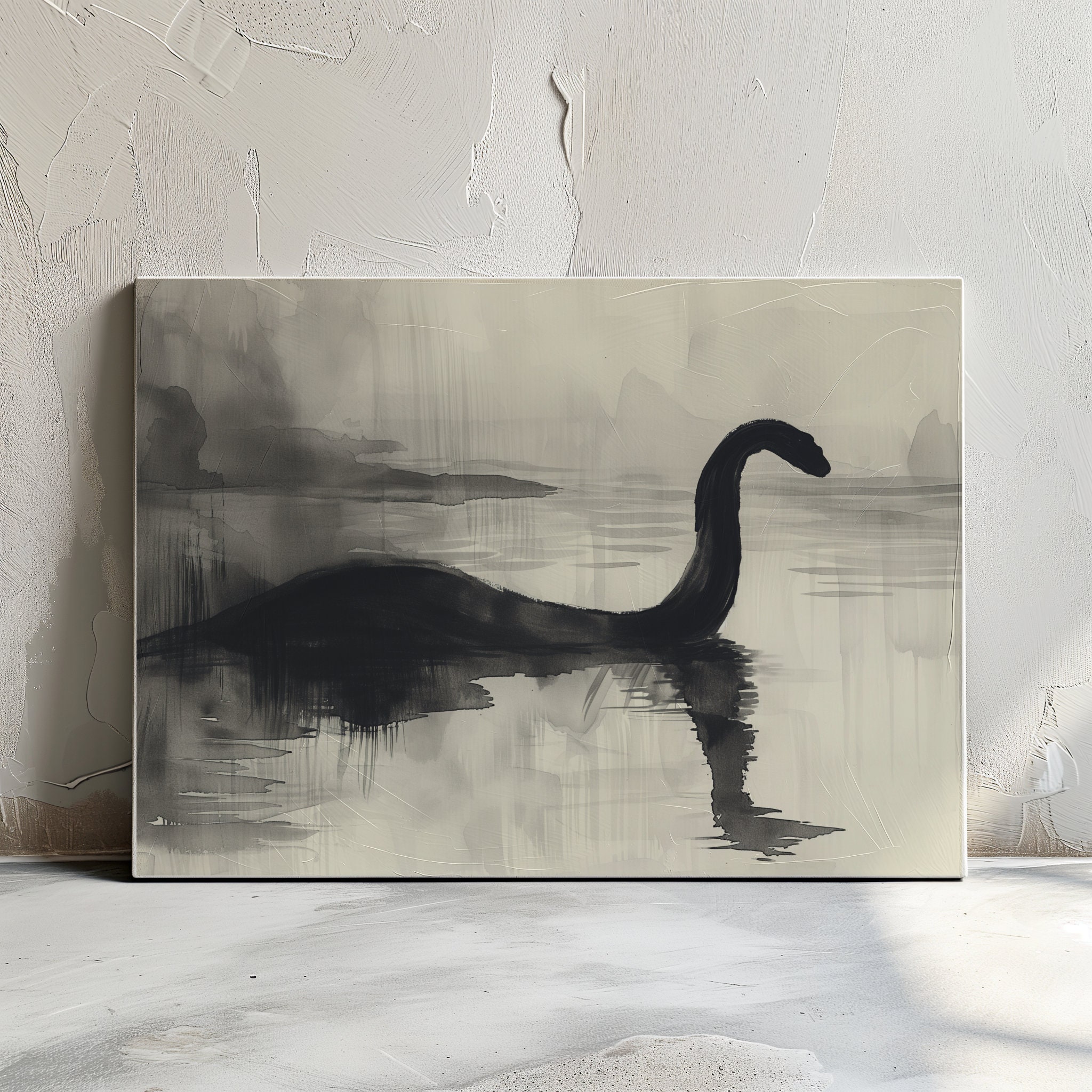 Loch Ness Monster Canvas, Water Color, Sketch - Loch Ness Art, Loch ...