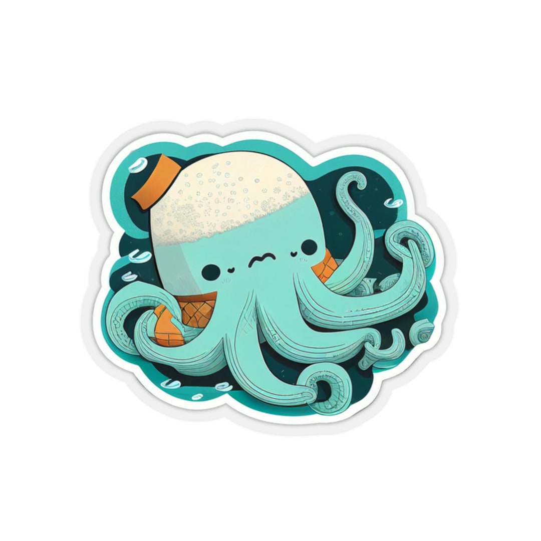 Cute Cranky Kraken Sticker Vinyl Sticker Laptop Sticker, Skateboard ...