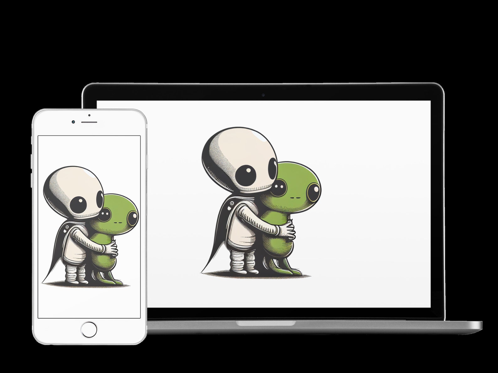 Png Cute Aliens Hug, Cryptid Print, Cute Alien/cryptid Printable ...