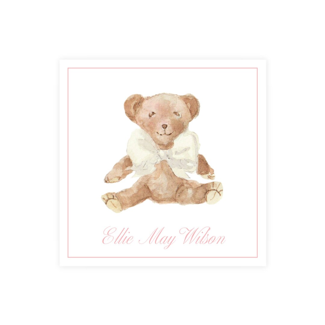 Watercolor Teddy Bear Gift Tags, Custom Personalized Gift Tags, Baby ...