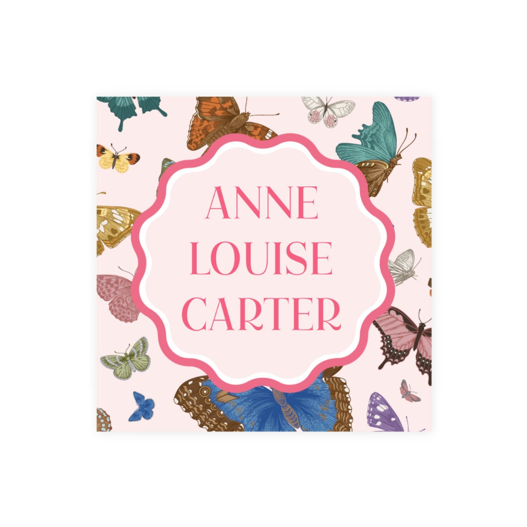 Printable Girl's Wavy Calling Cards, Butterfly Enclosure Cards, Pink Girly Butterfies Stationery ...