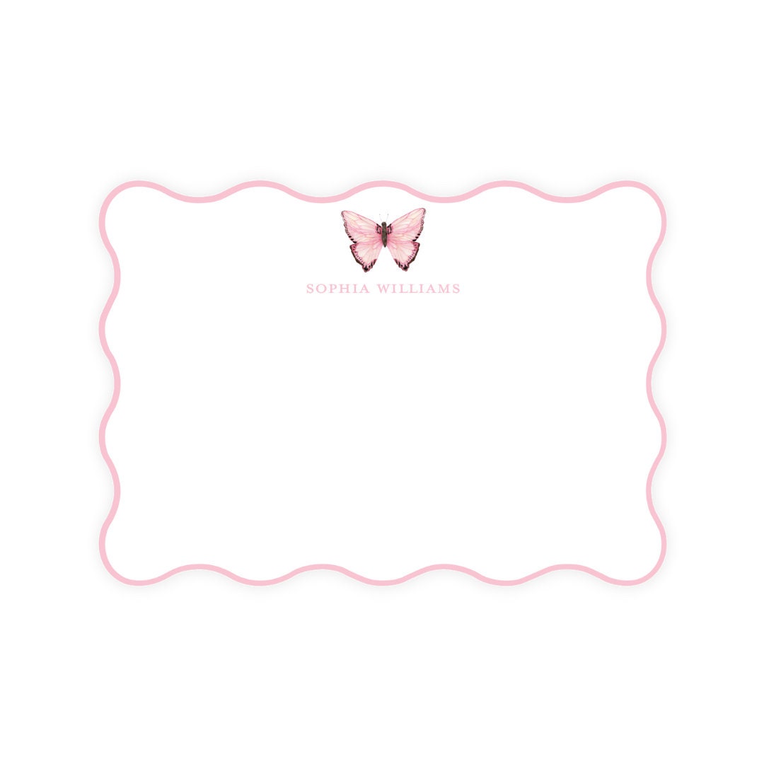 Wavy Butterfly Stationery, Custom Personalized Scalloped Stationery ...