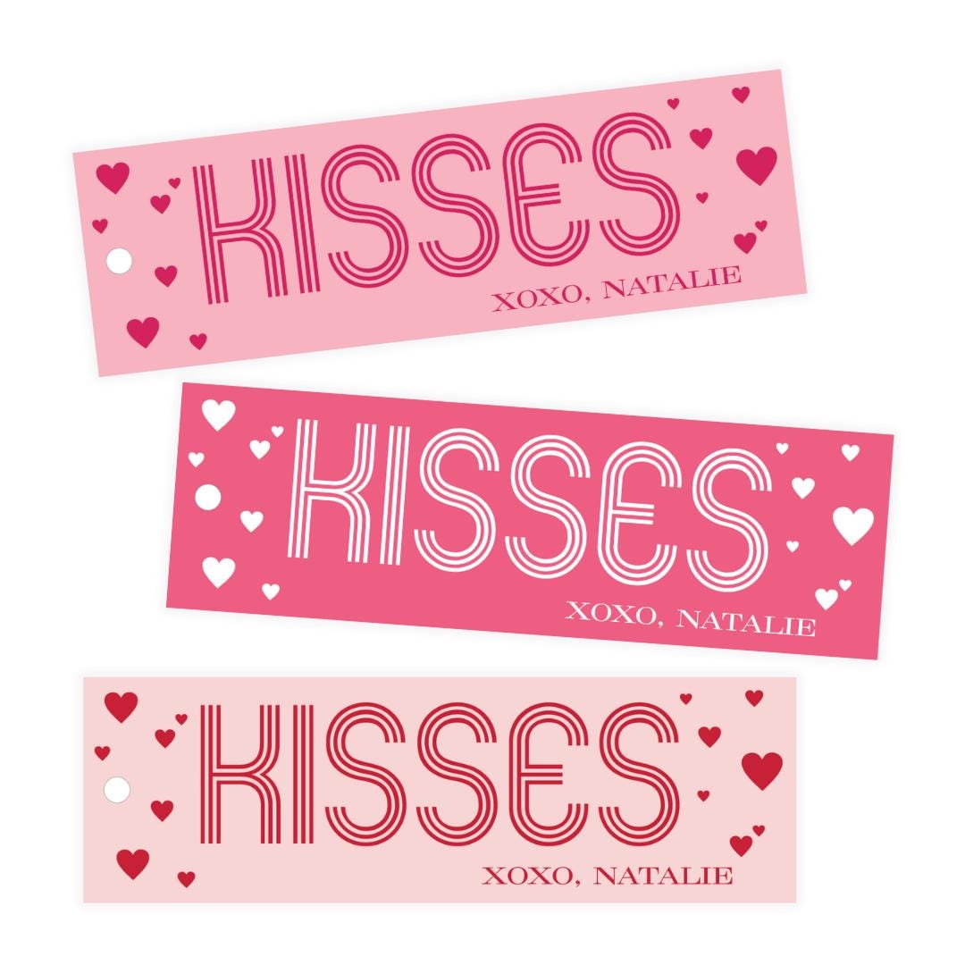 Kisses Long Gift Tags, Custom Personalized Gift Tags, Fine Paper Goods ...