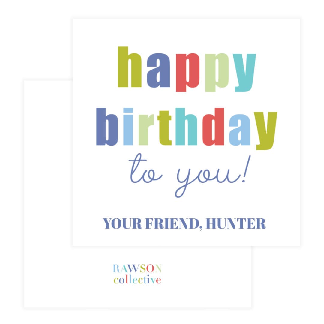 Printable Boy's Colorful Happy Birthday Calling Cards Enclosure Cards ...