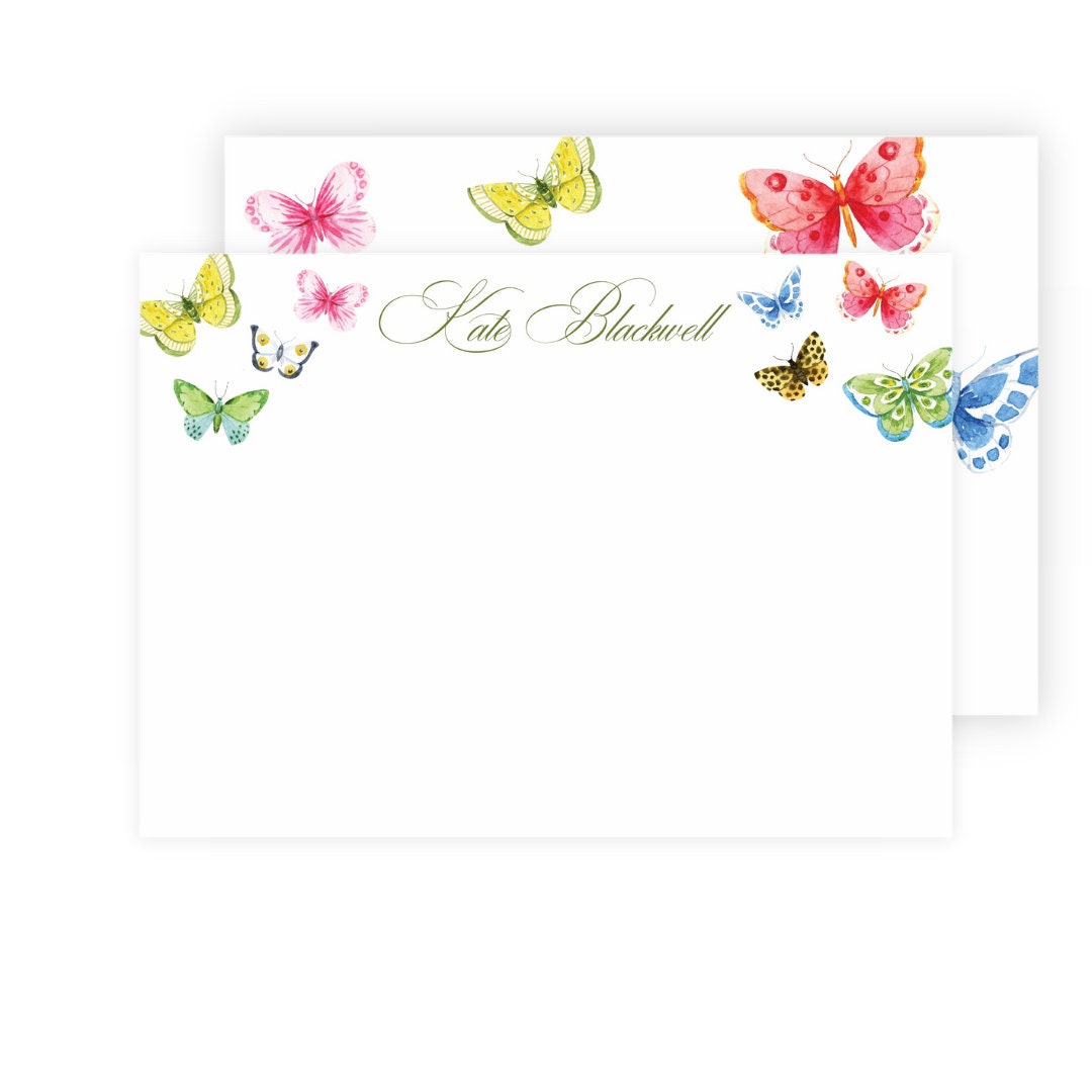 Whimsical Fluttering Butterfly Stationery, Custom Personalized ...