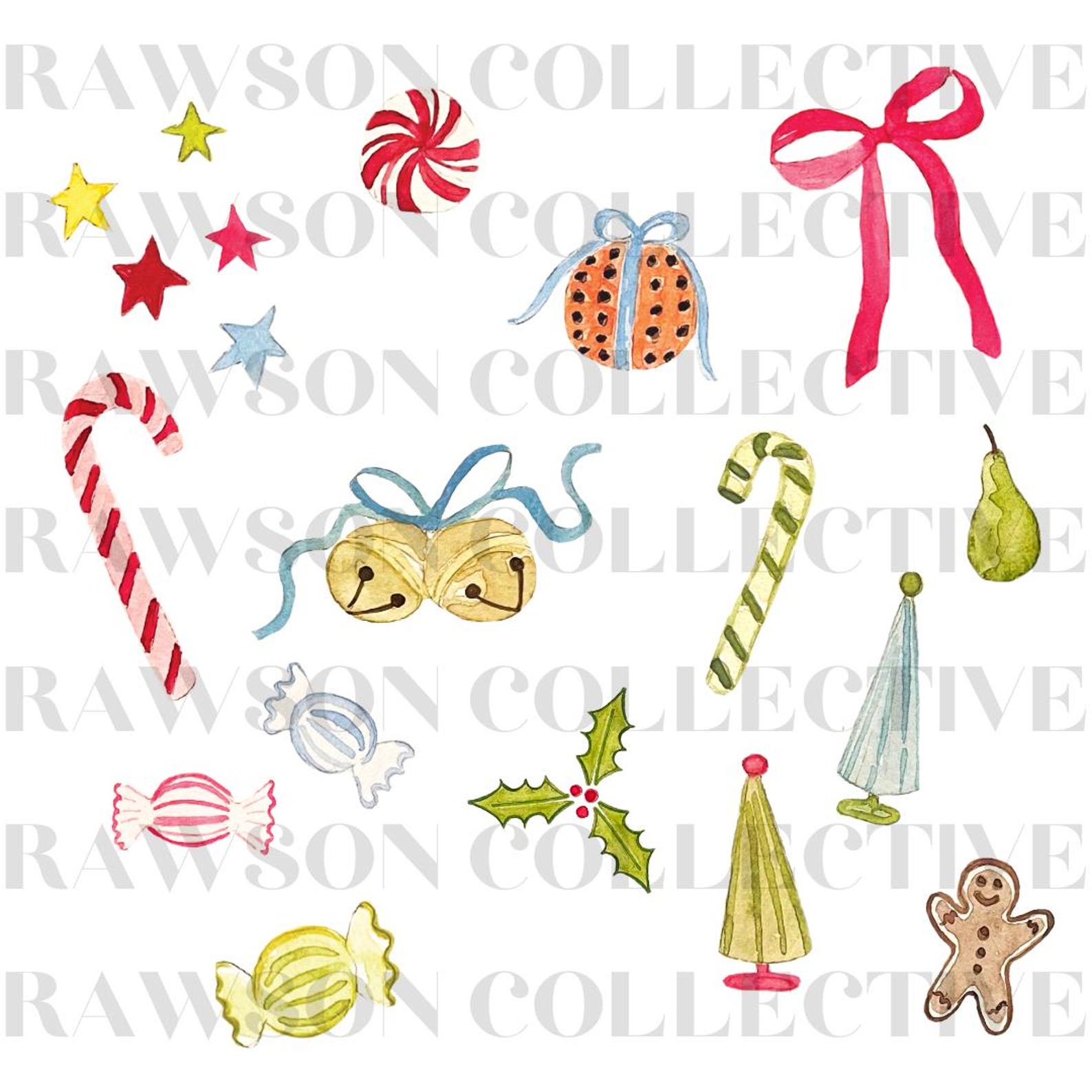 Watercolor Christmas PNG Clipart, Hand Painted Holiday Clipart ...