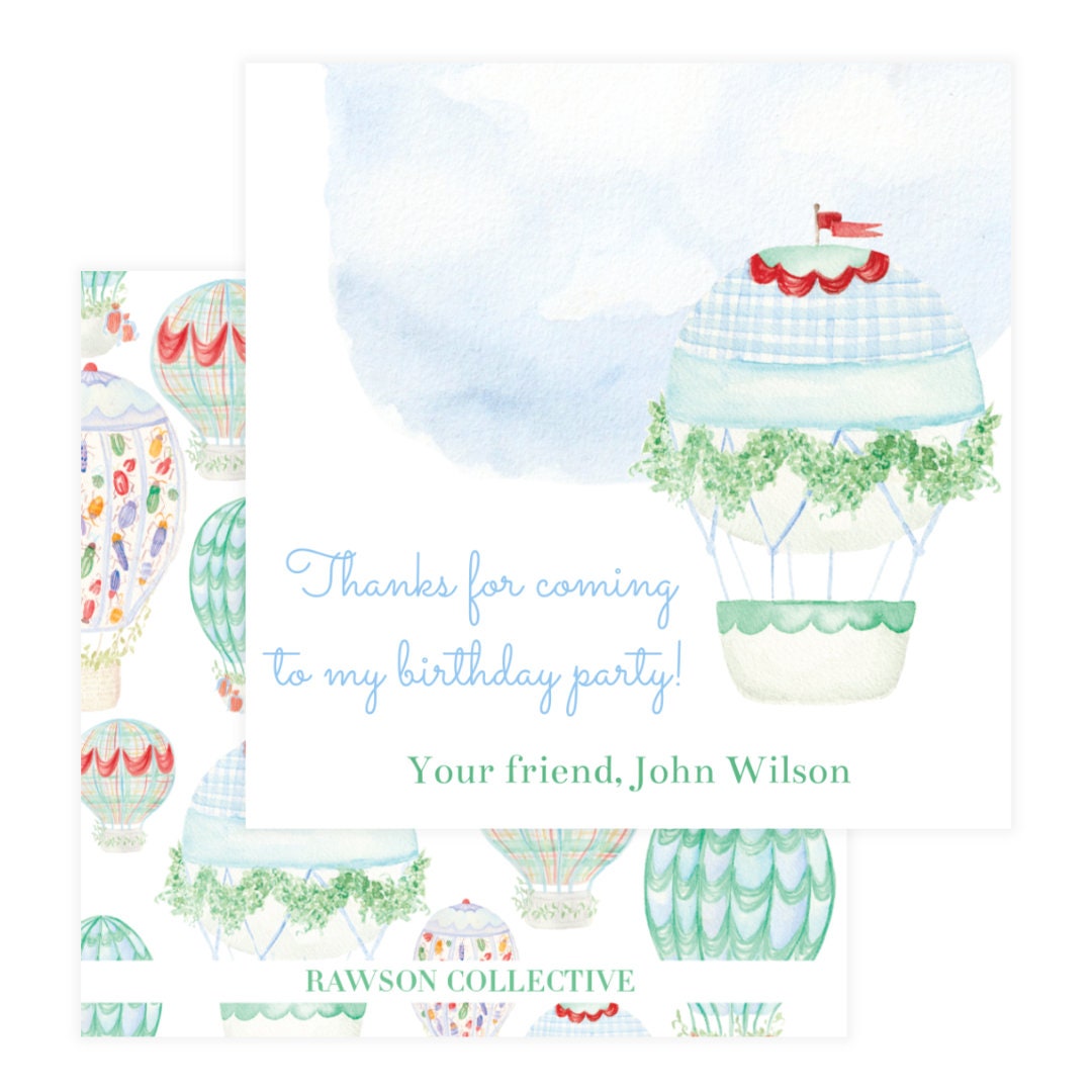 Printable Hot Air Balloon Birthday Party Favor Tags, Watercolor Tag ...