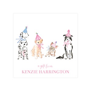 Printable Pink Puppy Happy Birthday Gift Tags Girl's Calling Cards ...