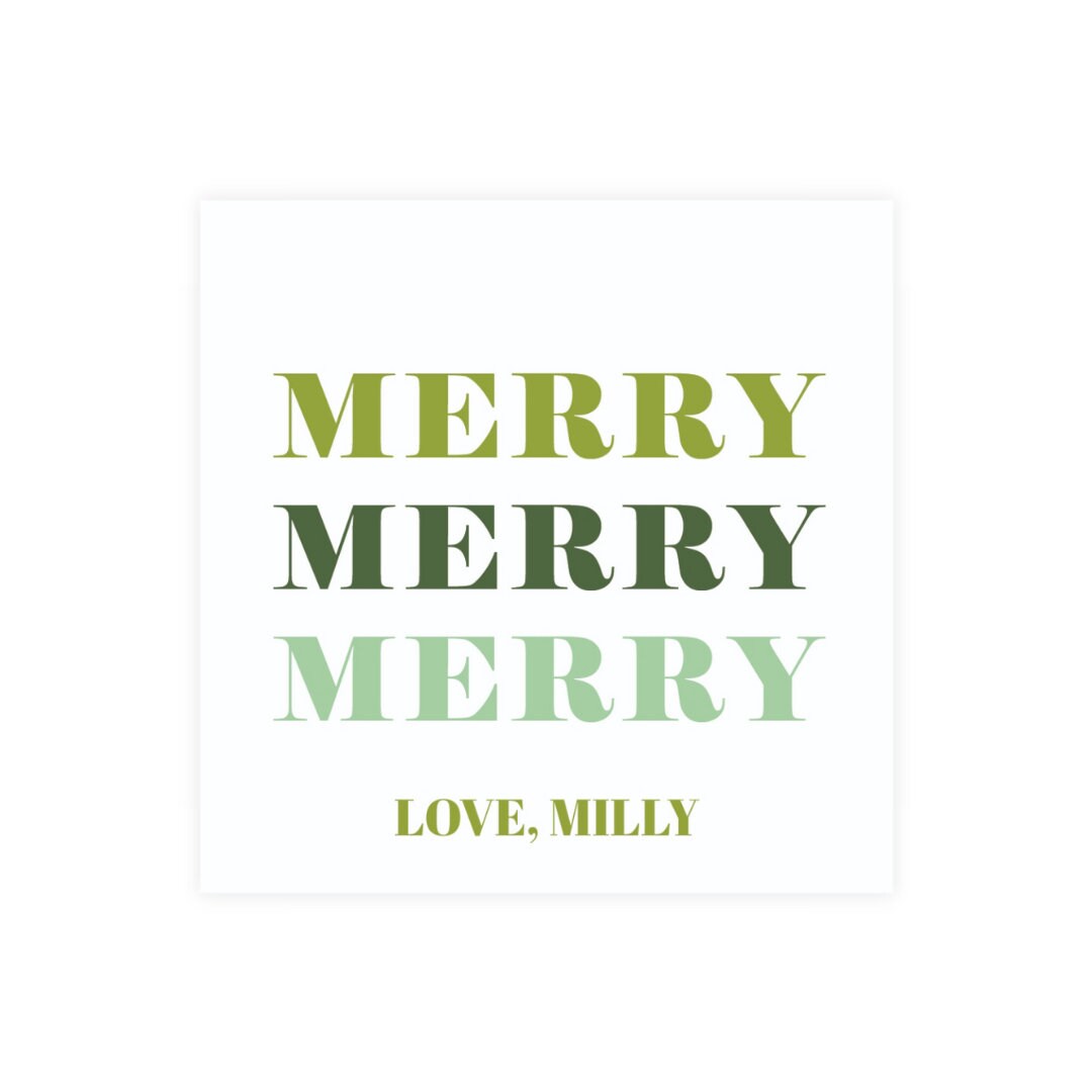 Green Gradient MERRY Gift Tags Classic Traditional Gift Tags - Etsy