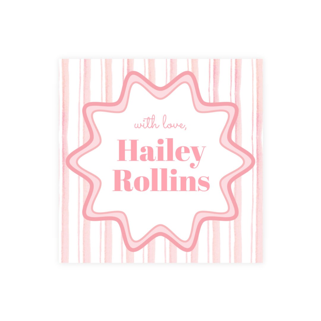 Printable Girl's Wavy Calling Cards, Watercolor Stripe Enclosure Cards ...