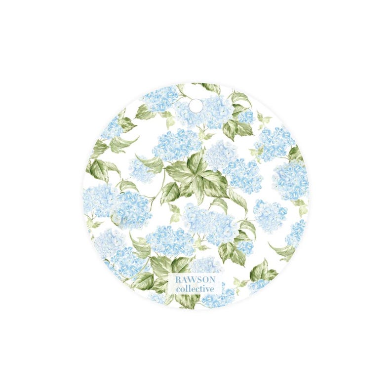 Blue Hydrangea Round Gift Tags, Custom Personalized Gift Tags, Fine ...