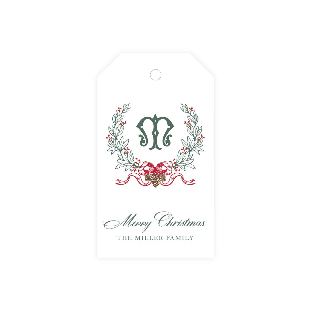 Christmas Traditional Crest Gift Tags, Holiday Custom Personalized Gift ...
