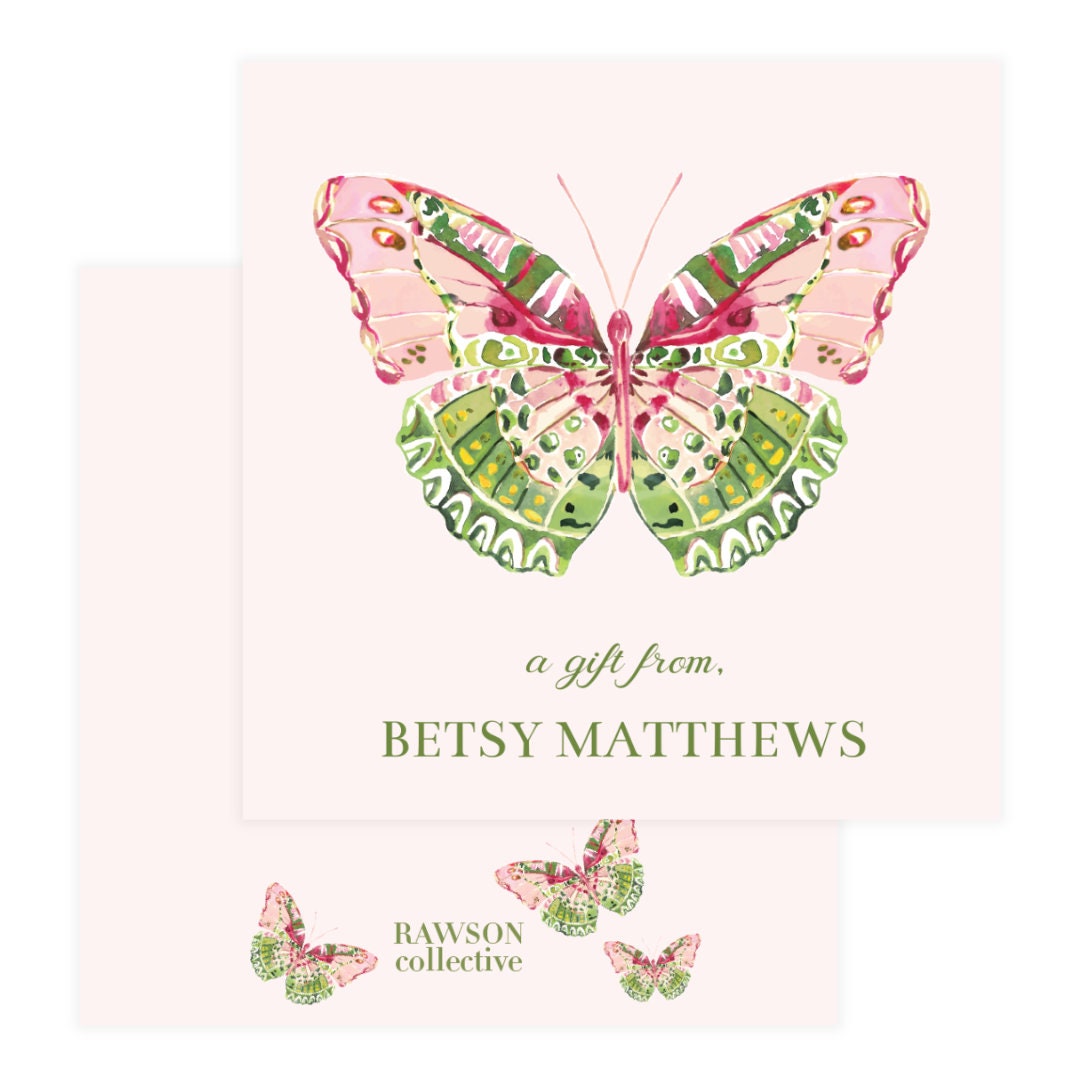 Printable Watercolor Butterfly Calling Cards, Pink Enclosure Cards ...