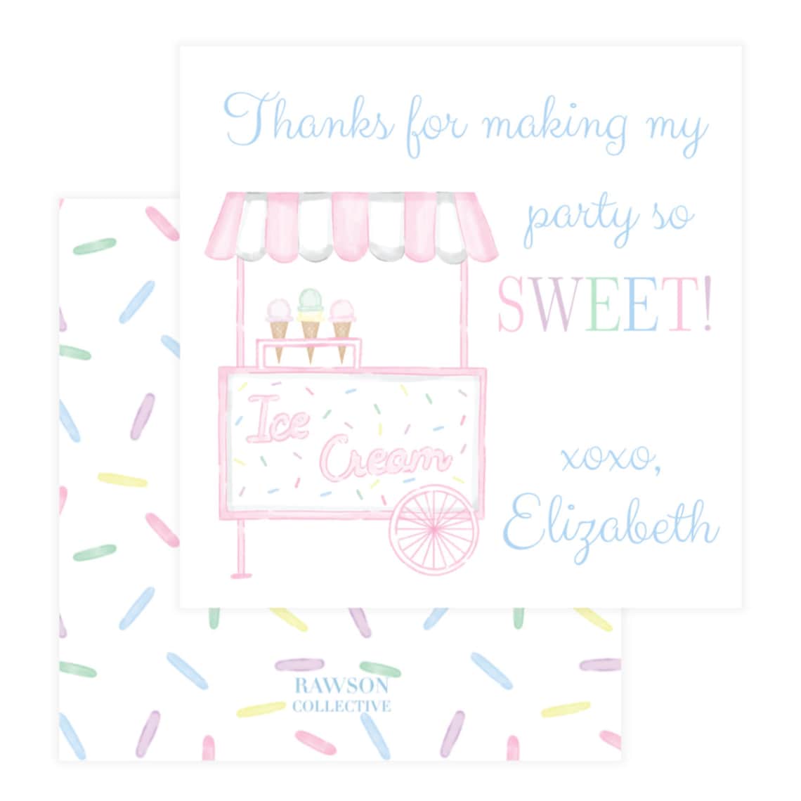 Printable Ice Cream Birthday Gift Tag, Watercolor Girl's Party Favor ...