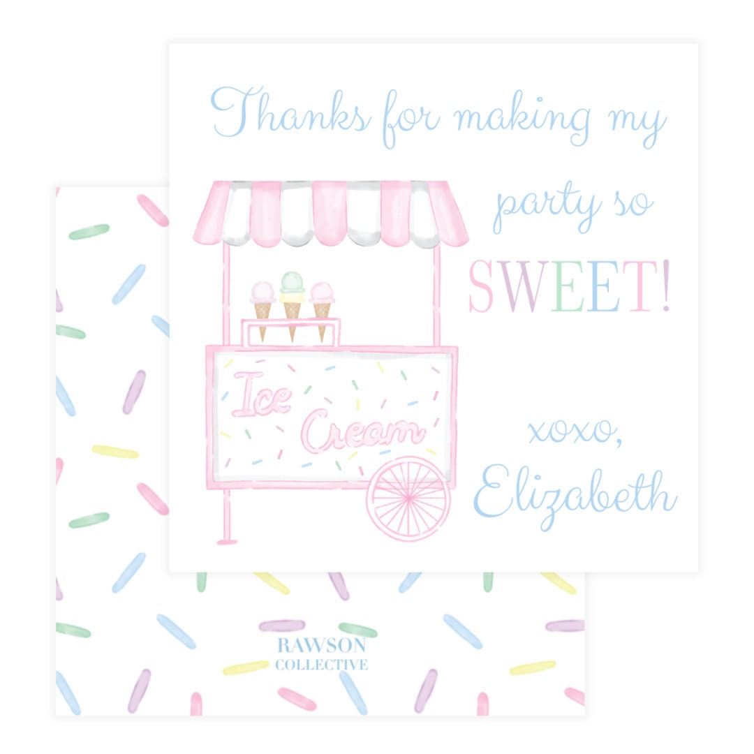 Printable Ice Cream Birthday Gift Tag, Watercolor Girl's Party Favor ...