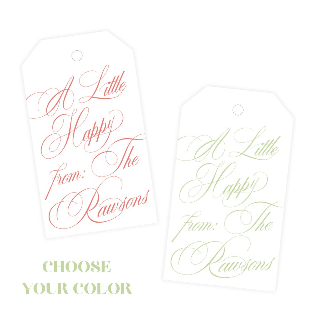 A Little Happy Script Gift Tags, Custom Personalized Gift Tags, Choose ...