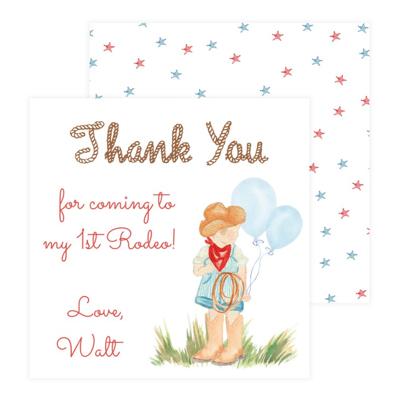 Printable Cowboy Birthday Party Favor Tags, Watercolor First Rodeo Tags ...