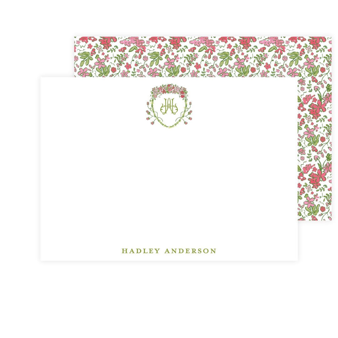 Palm Springs Crest Stationery, Custom Monogram Personalized Stationery ...