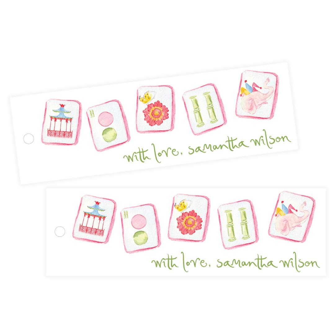 Mahjong Green Long Gift Tags, Custom Personalized Gift Tags, Fine Paper ...