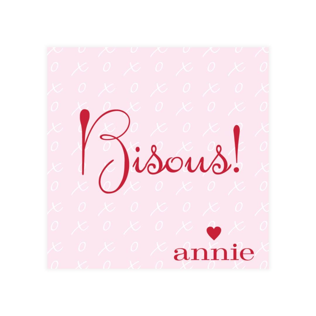 Bisous KISSES French Enclosure Cards, Custom Personalized Gift Tags ...