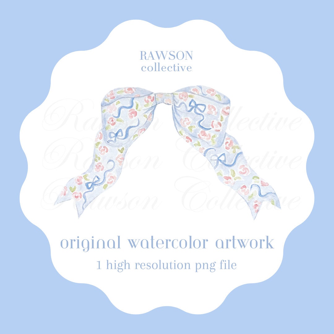Watercolor Floral Bow PNG Clipart - Etsy