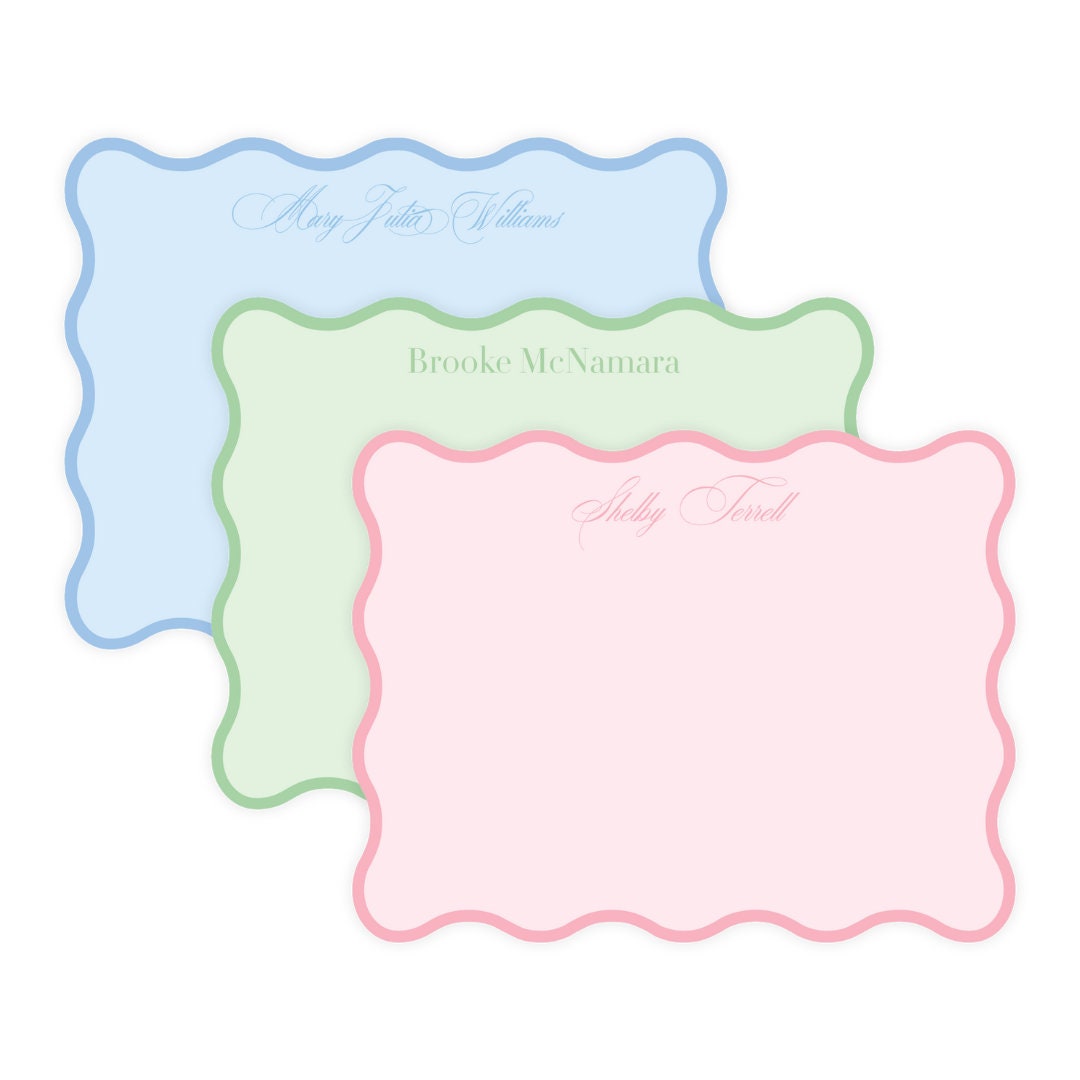 Petite Wavy Scalloped Stationery, Custom Personalized Stationery ...