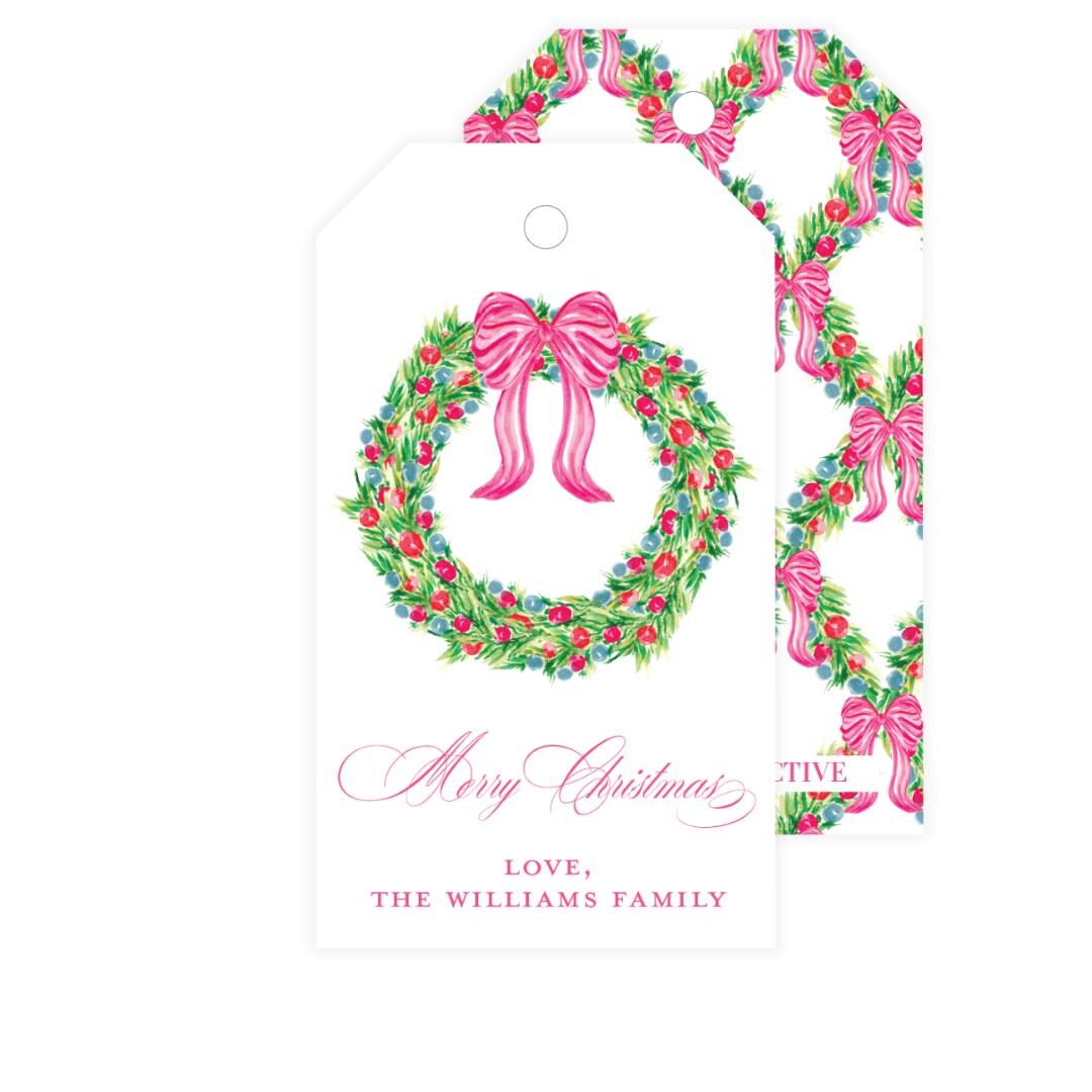 Colorful Wreath Gift Tags, Custom Personalized Gift Tags, Watercolor ...