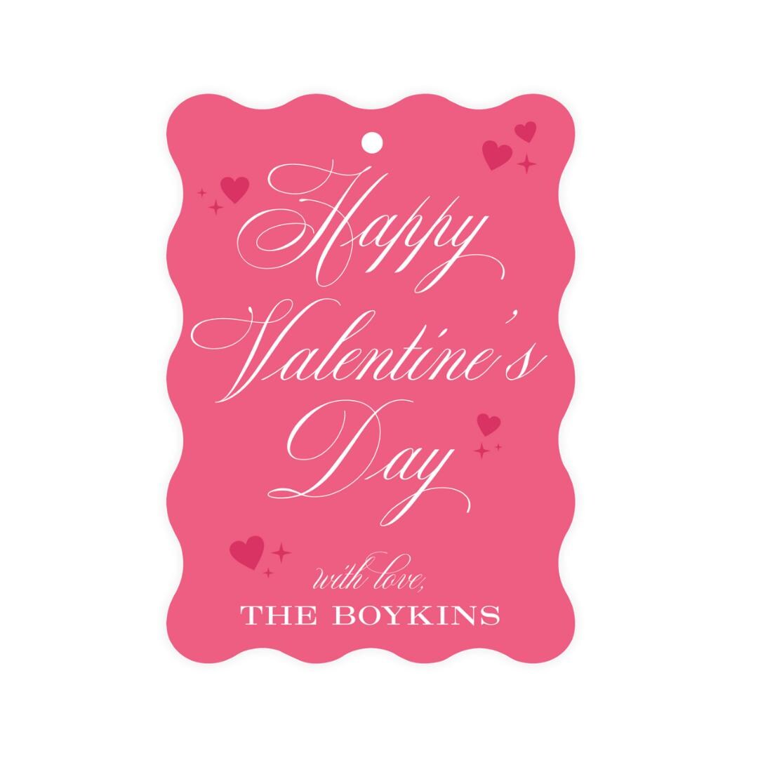 Happy Valentine's Day Wavy Die Cut Gift Tags, Custom Personalized Tags ...