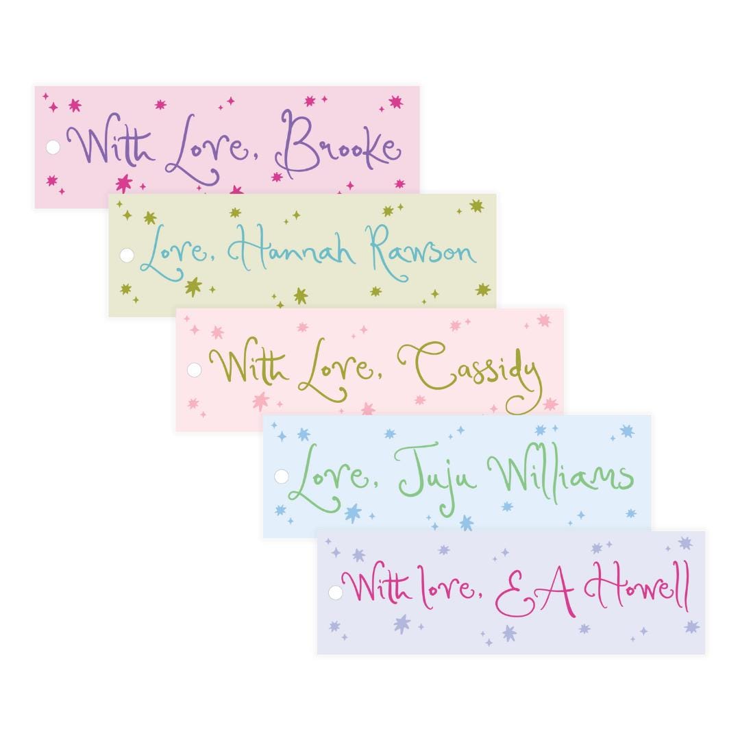CHOOSE YOUR COLORS | Custom Personalized Women's Gift Tags, Funky Long ...