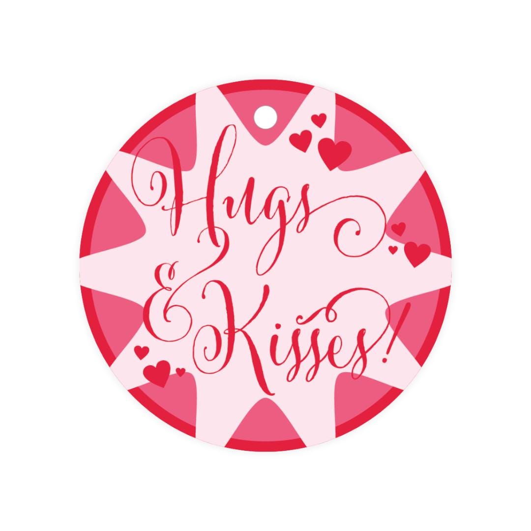 Hugs and Kisses Round Gift Tags, Custom Personalized Gift Tags, Fine ...