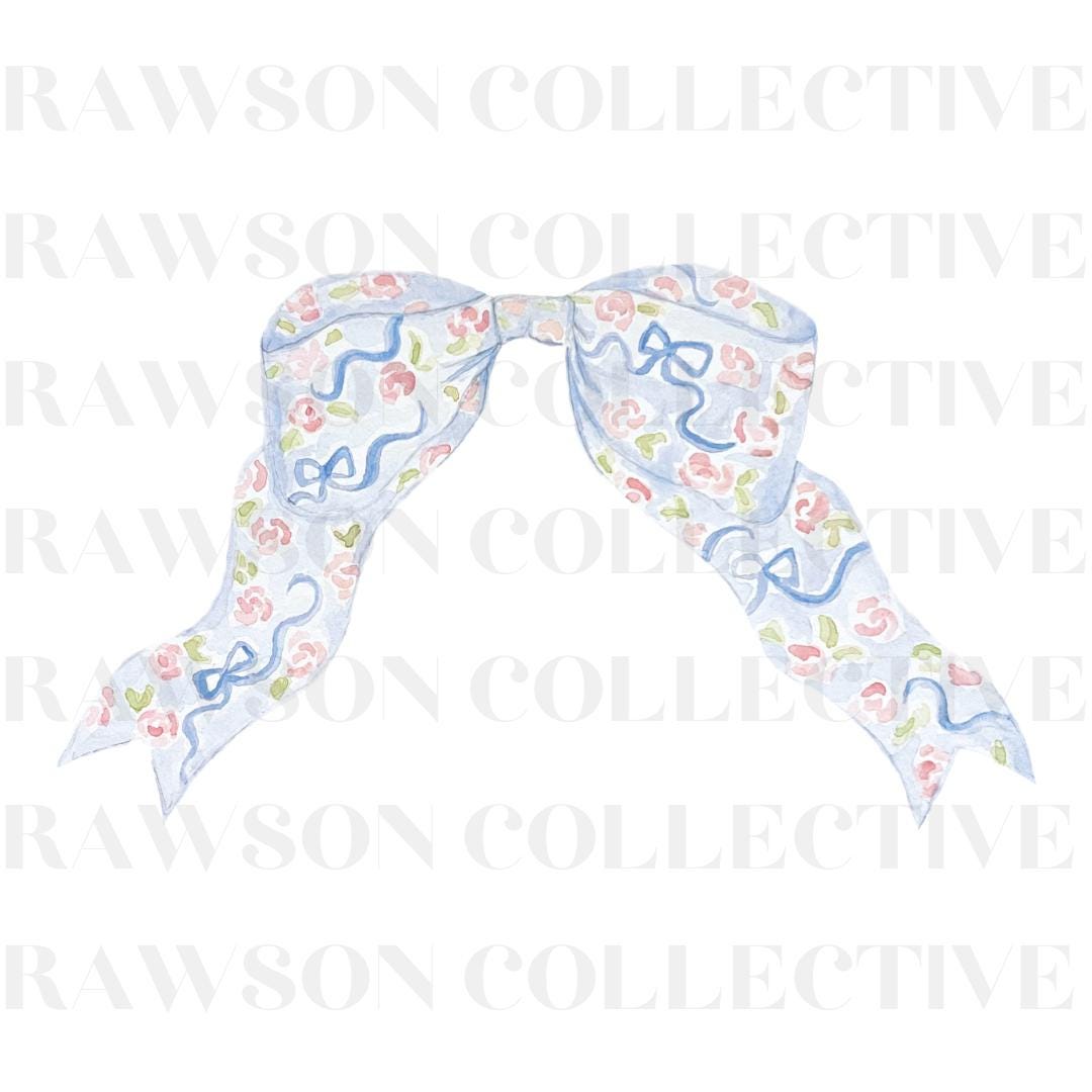 Watercolor Floral Bow PNG Clipart - Etsy