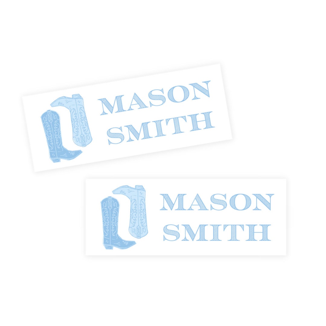 Cowboy Boot School Labels: Boy's Water Resistant Stickers, Set of 60 - Etsy