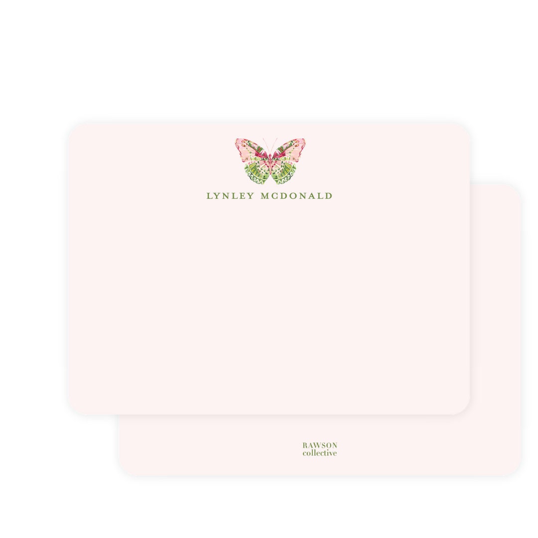 Watercolor Butterfly Stationery, Custom Personalized Pink Stationery ...