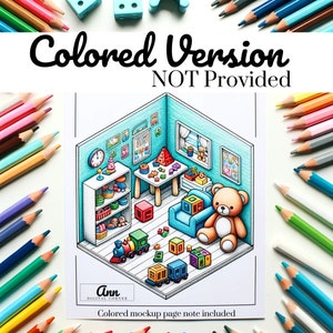 Pocket Room: Interior Cute 52 Coloring Pages, Instant Download ...