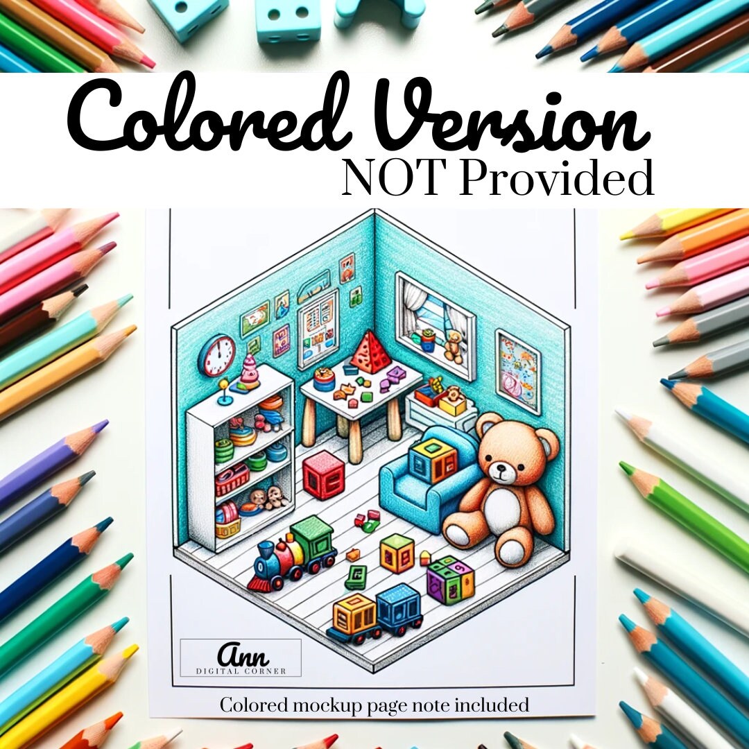 Pocket Room: Interior Cute 52 Coloring Pages, Instant Download ...